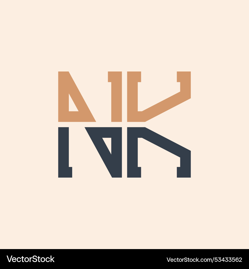 Modern nk letter logo design creative Royalty Free Vector