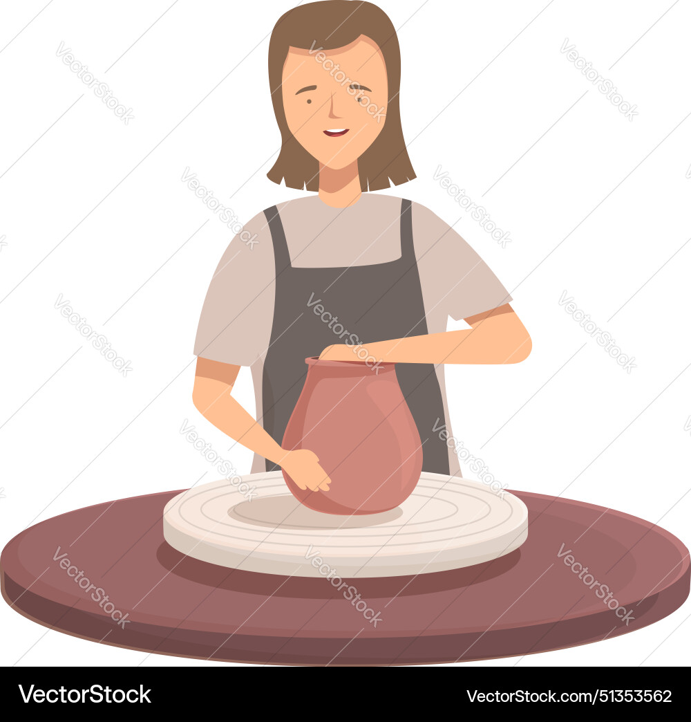 Potter shaping clay on wheel Royalty Free Vector Image