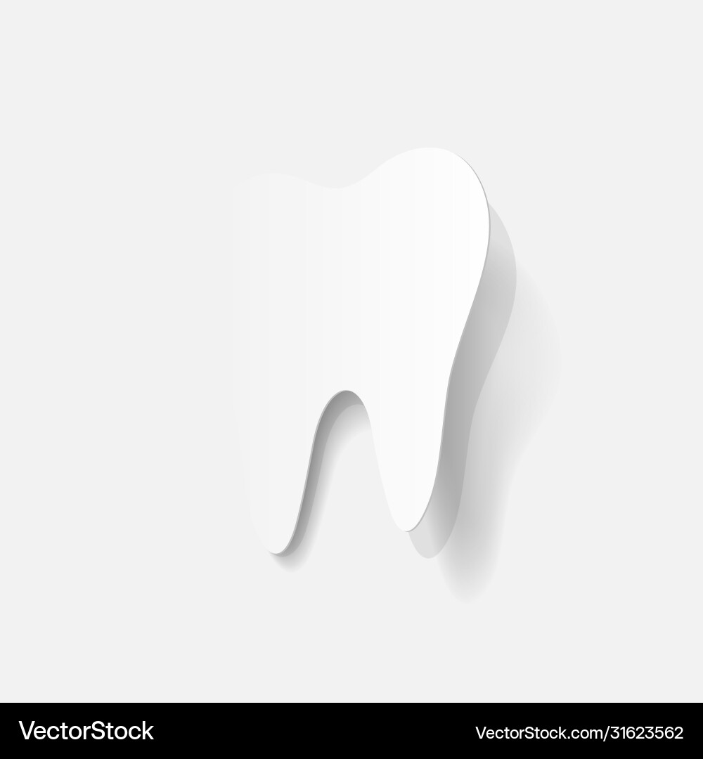 Realistic paper sticker tooth Royalty Free Vector Image