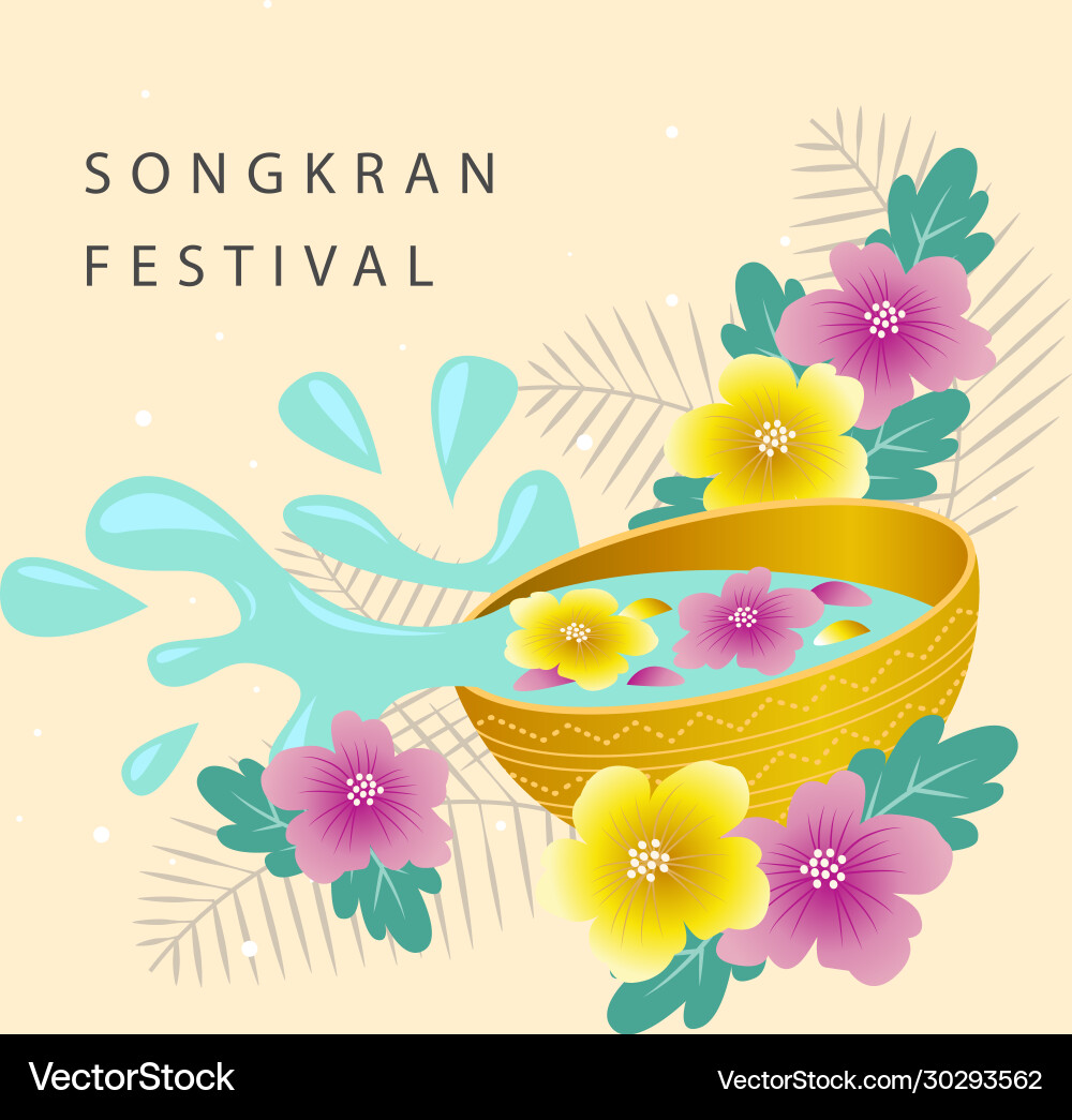Realistic songkran concept design Royalty Free Vector Image
