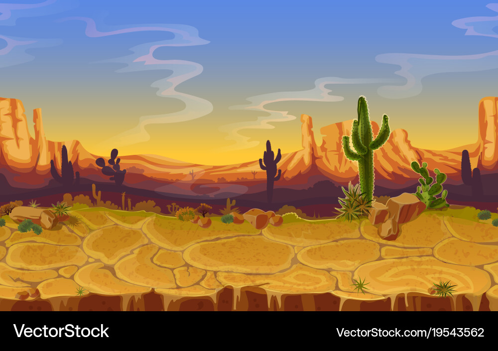 Seamless desert horizontal landscape Royalty Free Vector
