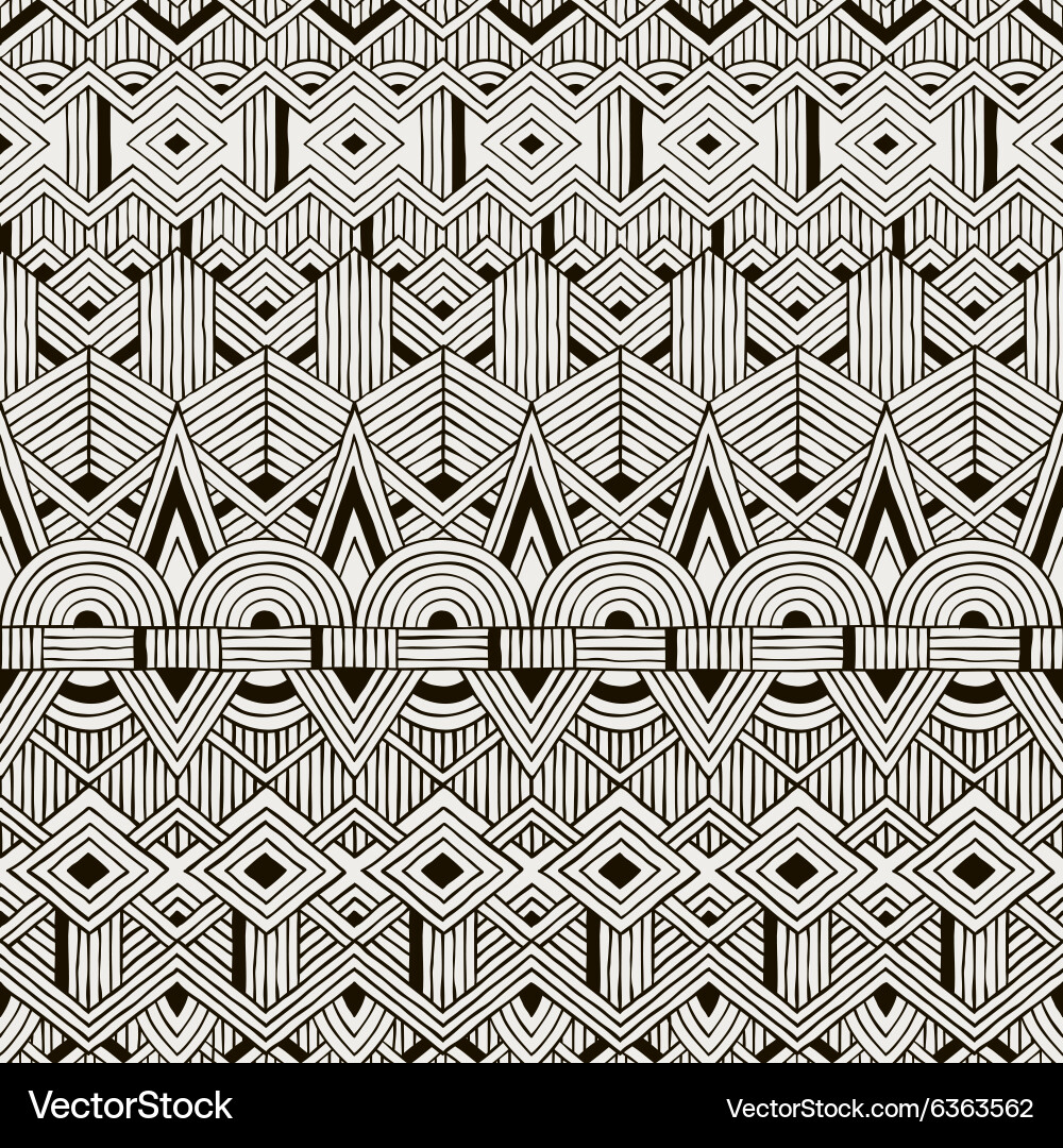 Seamless tribal pattern hand drawn Royalty Free Vector Image