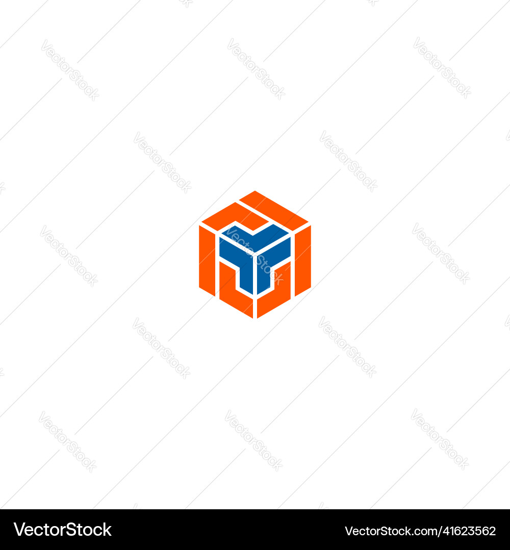Square cube shape line geometry logo Royalty Free Vector