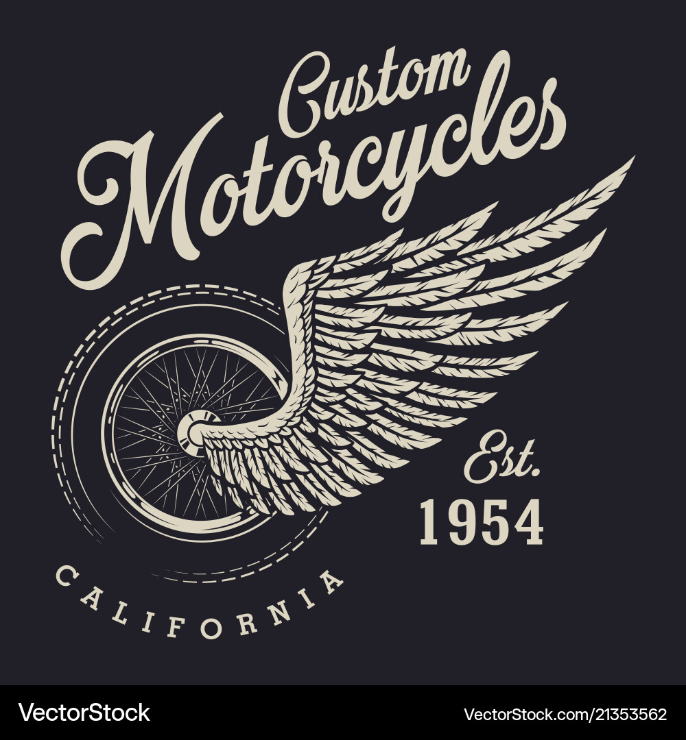 Vintage custom motorcycle logo Royalty Free Vector Image