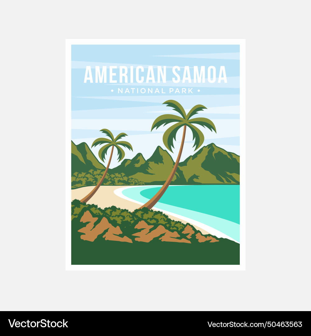 American samoa national park poster Royalty Free Vector