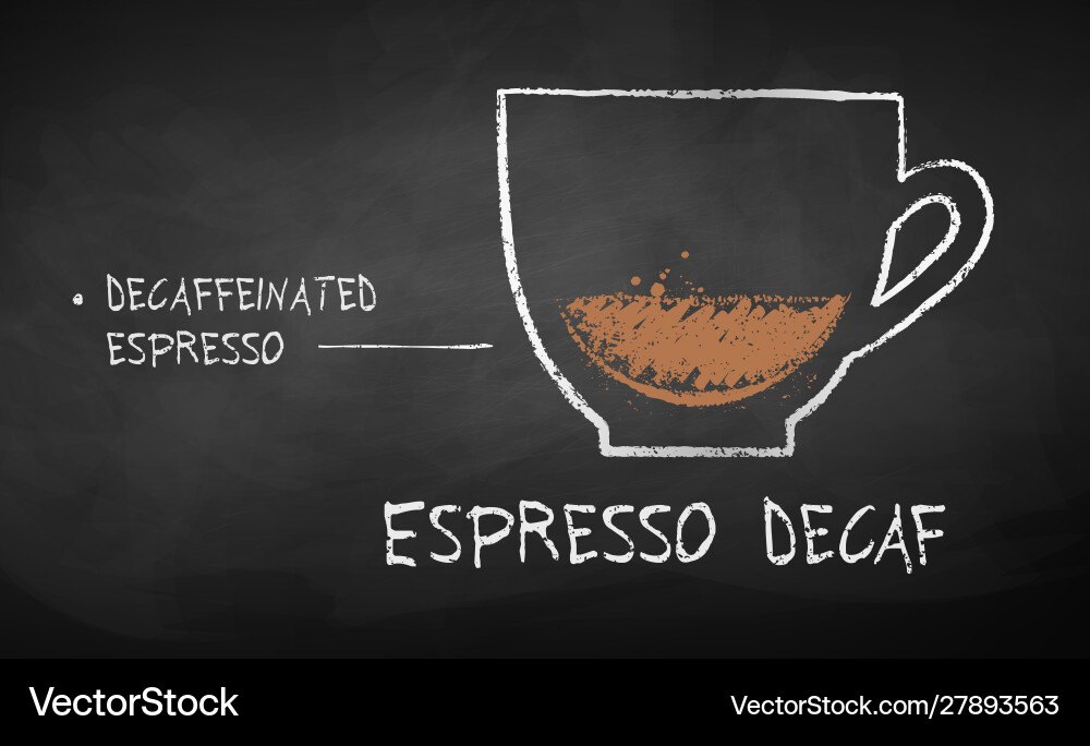 Chalk drawn sketch espresso decaf Royalty Free Vector Image