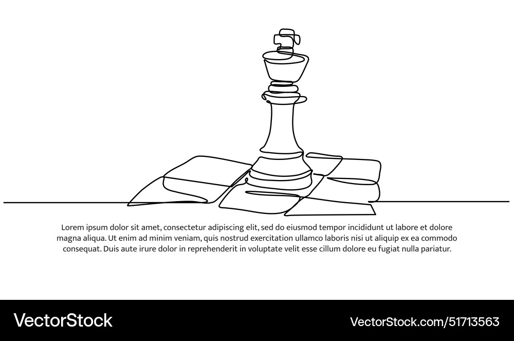 Continuous one line design of king Royalty Free Vector Image