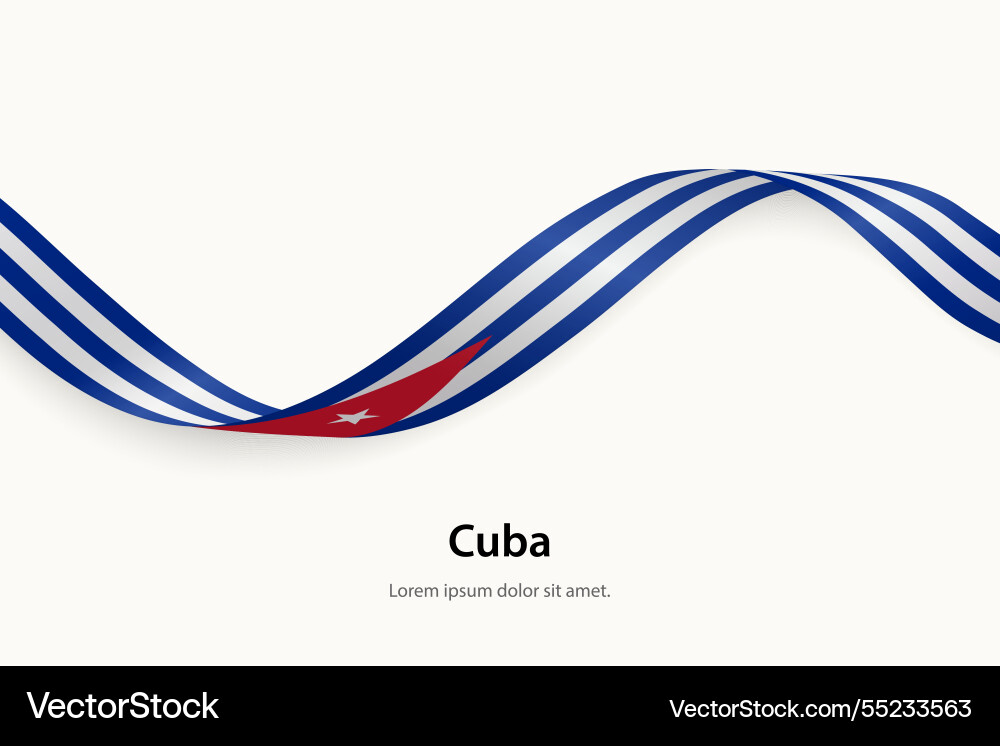 Cuba flag on waving ribbon Royalty Free Vector Image