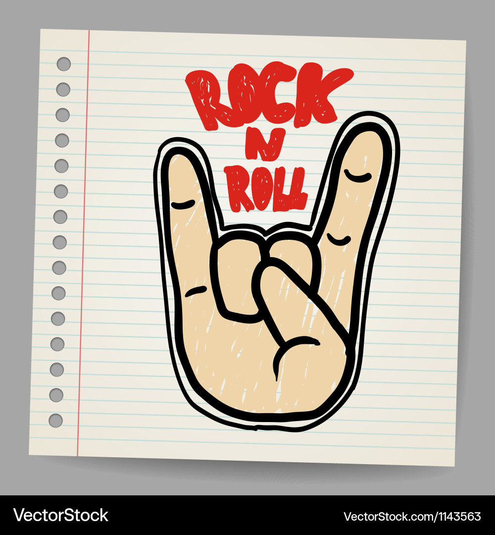 Doodle rock and roll sign Royalty Free Vector Image