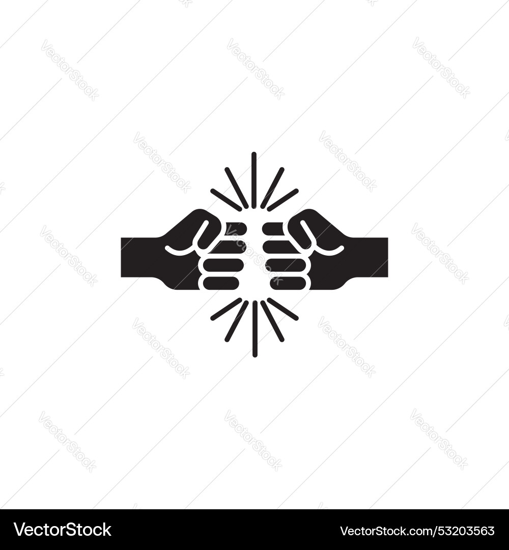 Fist bump icon set strong team strength hand Vector Image