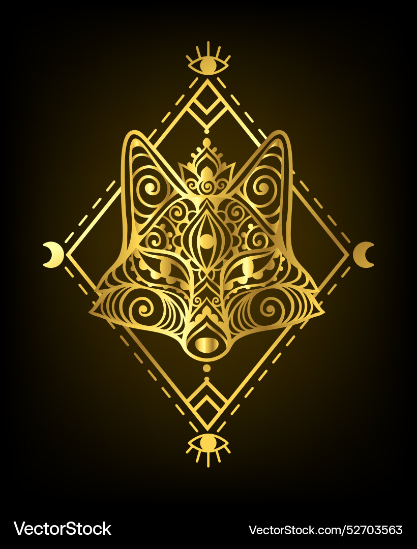 Fox mandala ornament Royalty Free Vector Image