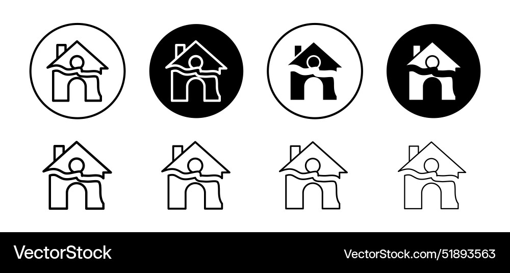House damage icon set collection Royalty Free Vector Image