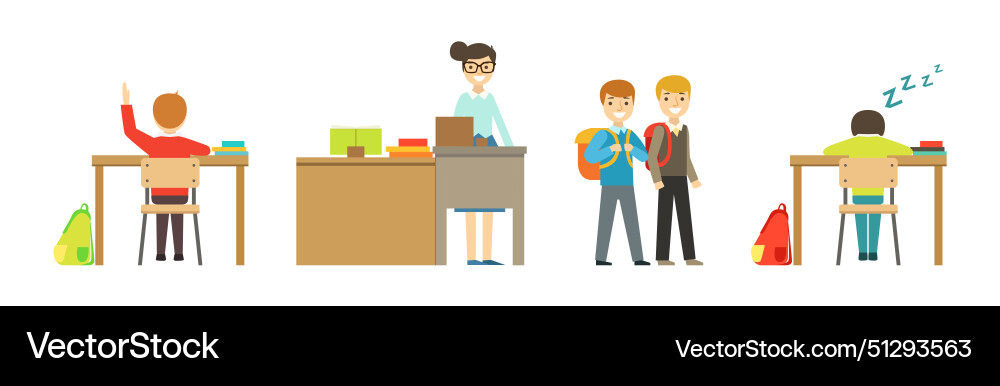 Kid pupils at school have lesson and class Vector Image