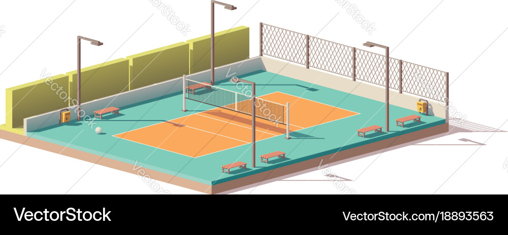Low poly volleyball court Royalty Free Vector Image