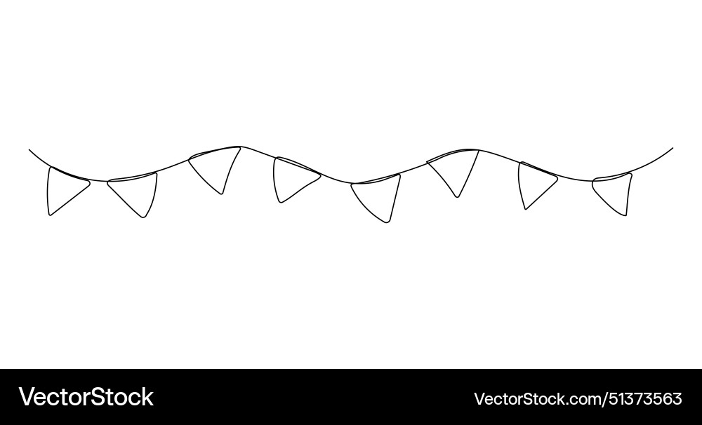 One line flags garland sketch hand drawn elements Vector Image
