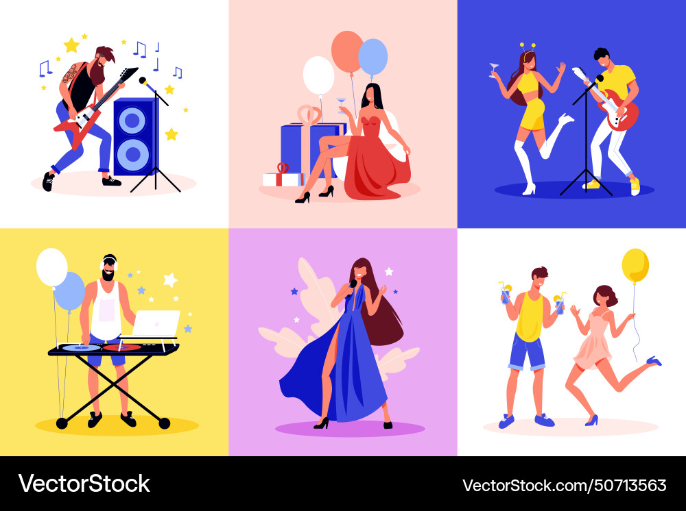 Party flat concept Royalty Free Vector Image - VectorStock