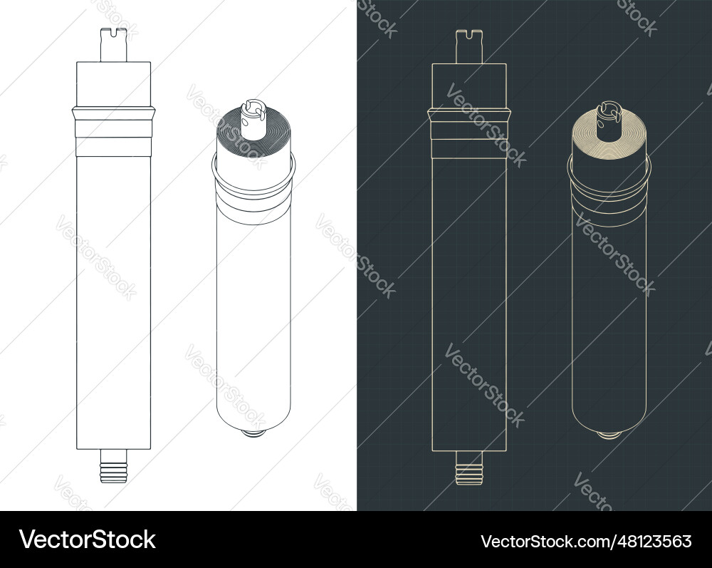 Reverse osmosis membrane isometric blueprints Vector Image