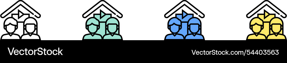 Study icon outline green blue and yellow style Vector Image