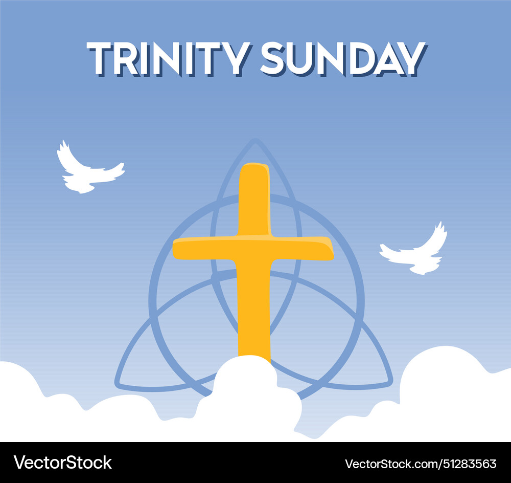 Trinity sunday with cross dove and crown Vector Image