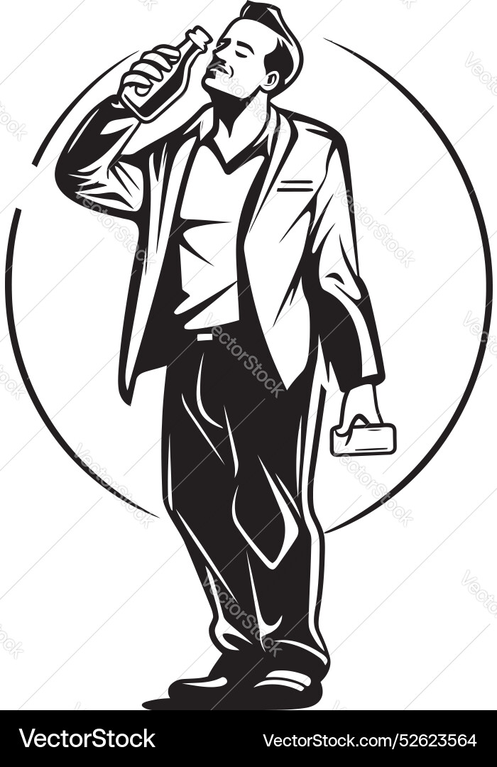 Alcohol affection logo showing a drunken mans Vector Image