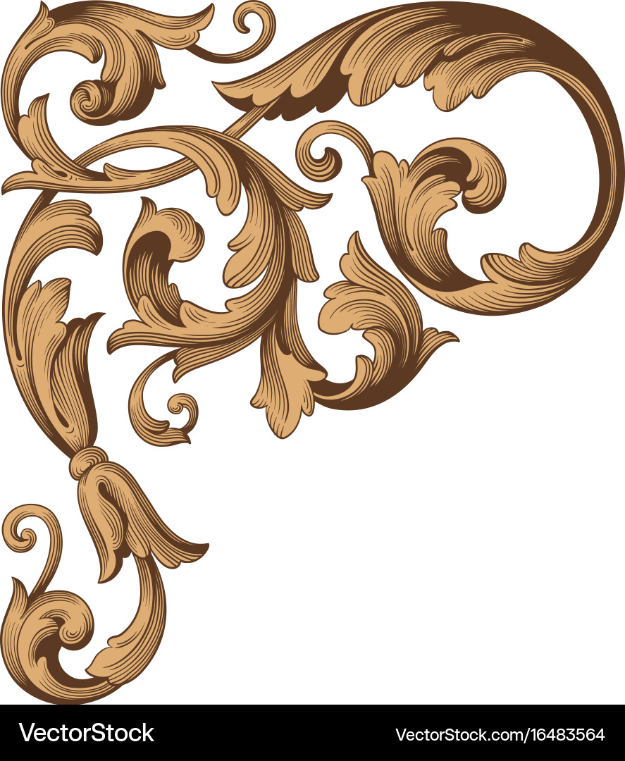 Baroque Scroll Ornament Royalty Free Vector Image