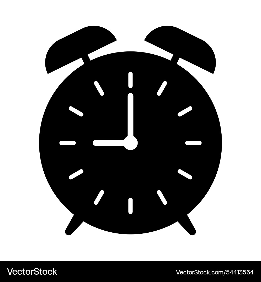 Classic alarm clock silhouette Royalty Free Vector Image