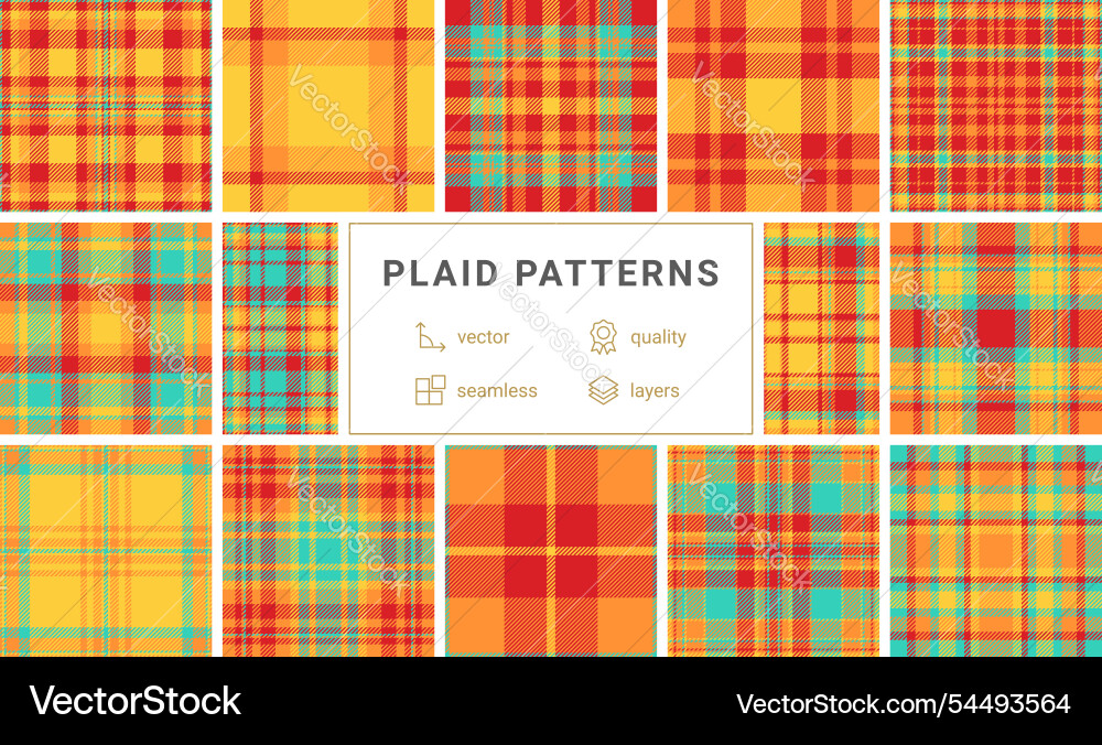 Classic plaid textile patterns featuring Vector Image