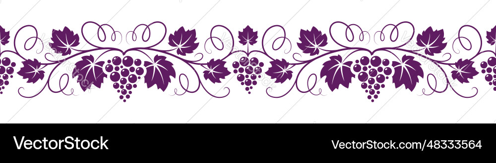 Grapes seamless horizontal pattern Royalty Free Vector Image