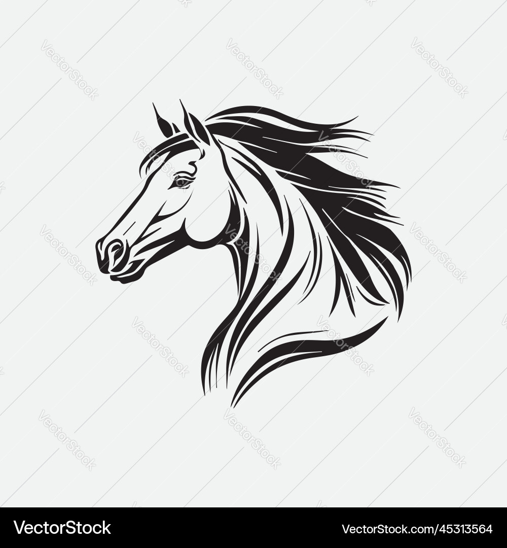 Horse Head Line Art Logo Template Royalty Free Vector Image
