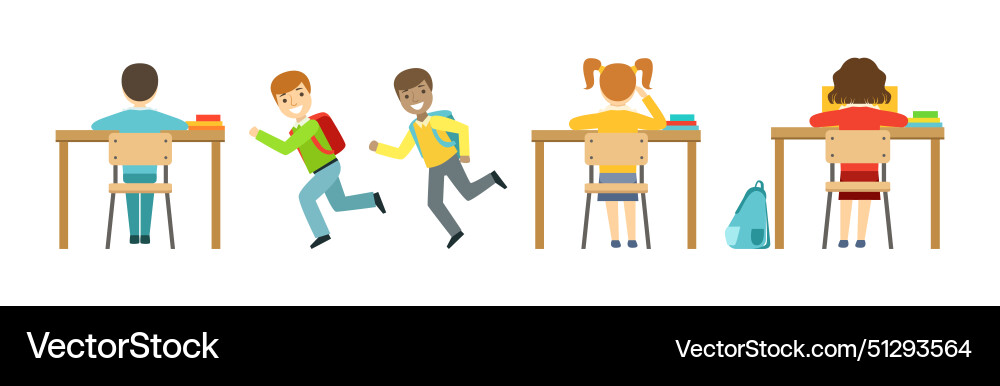 Kid pupils at school have lesson and class Vector Image