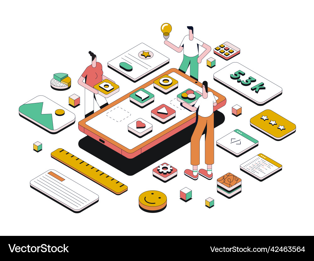 Modern isometric design development Royalty Free Vector