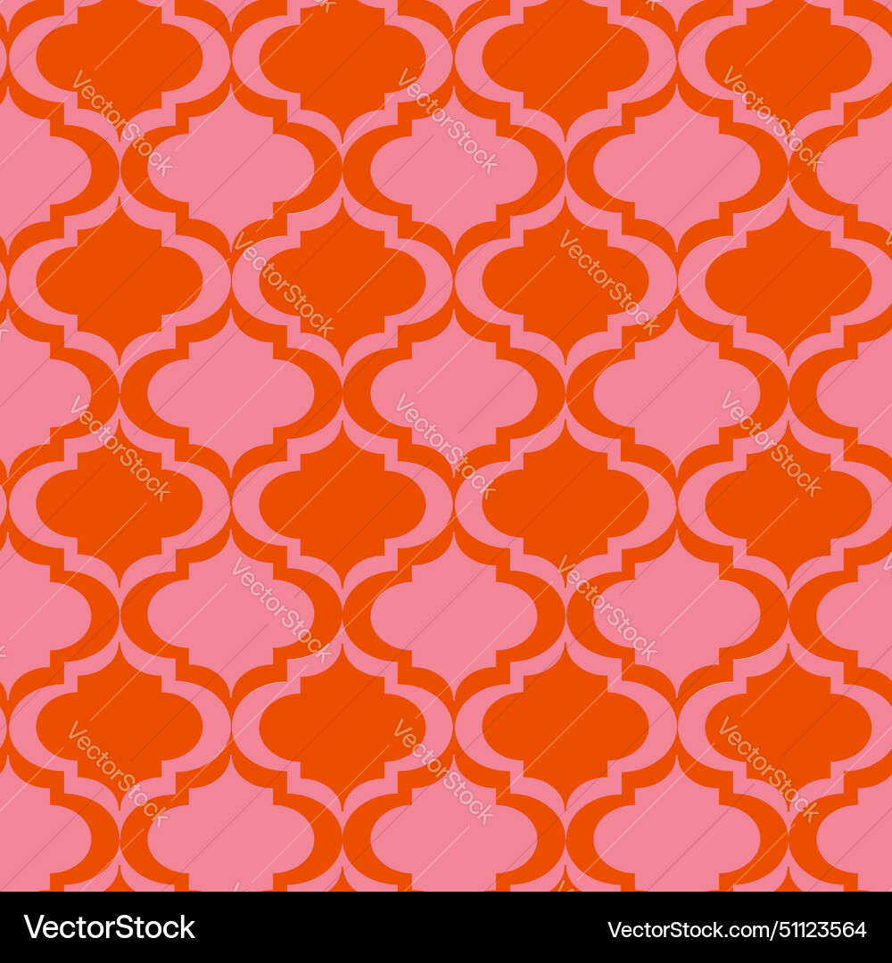 Moroccan tile in pink and orange seamless pattern Vector Image
