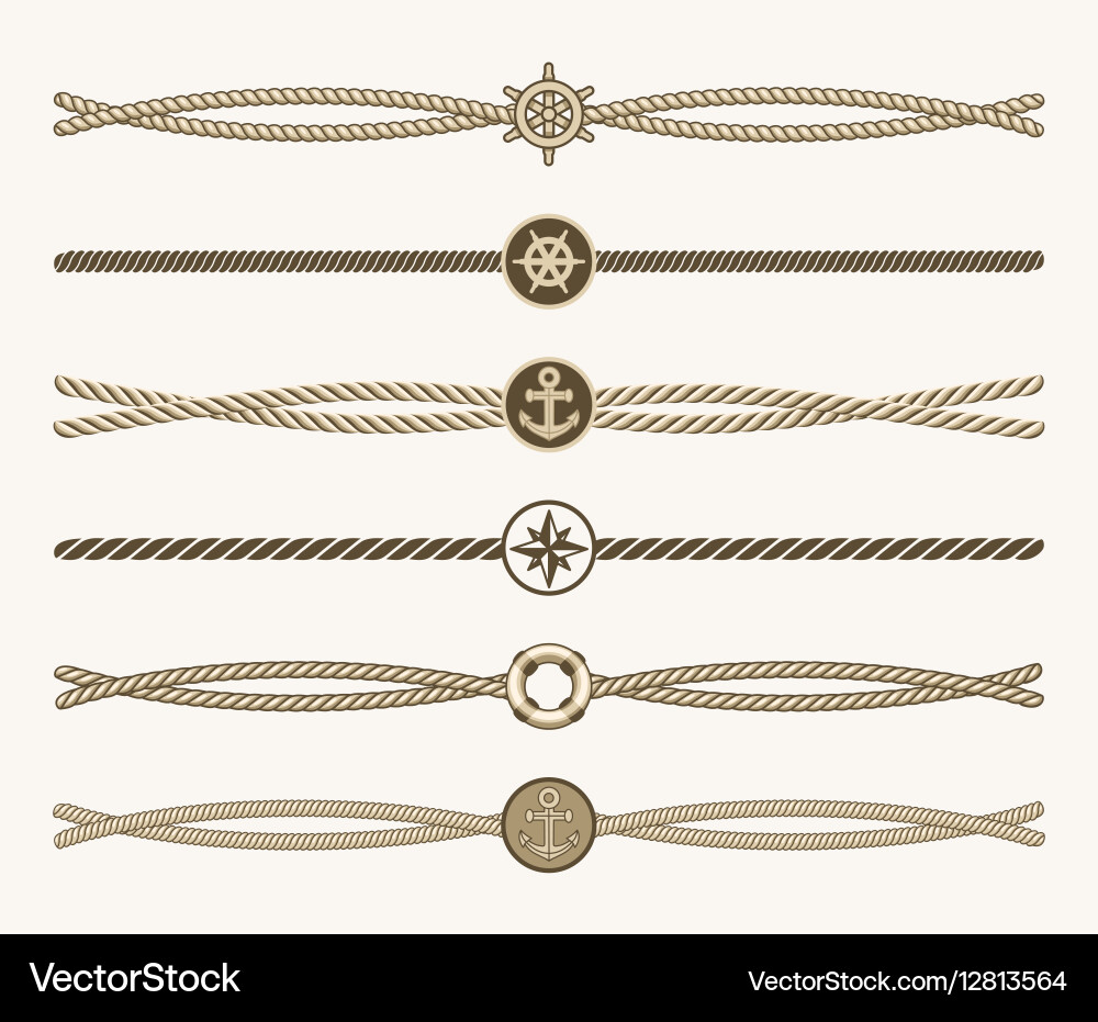 Nautical vintage rope dividers Royalty Free Vector Image