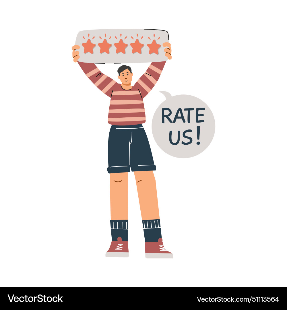 Rate us five stars positive feedback customer ask Vector Image