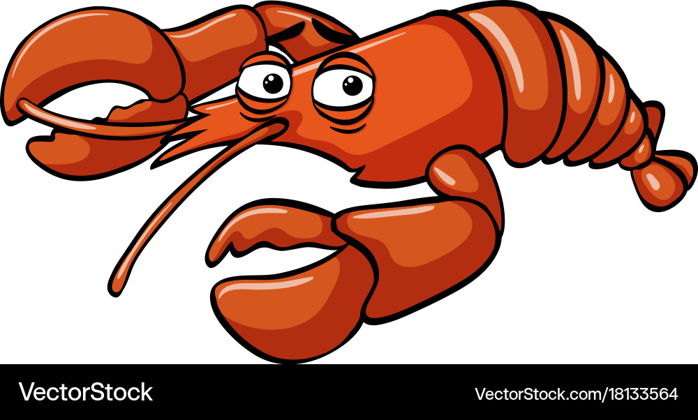 Red lobster with sad eyes Royalty Free Vector Image