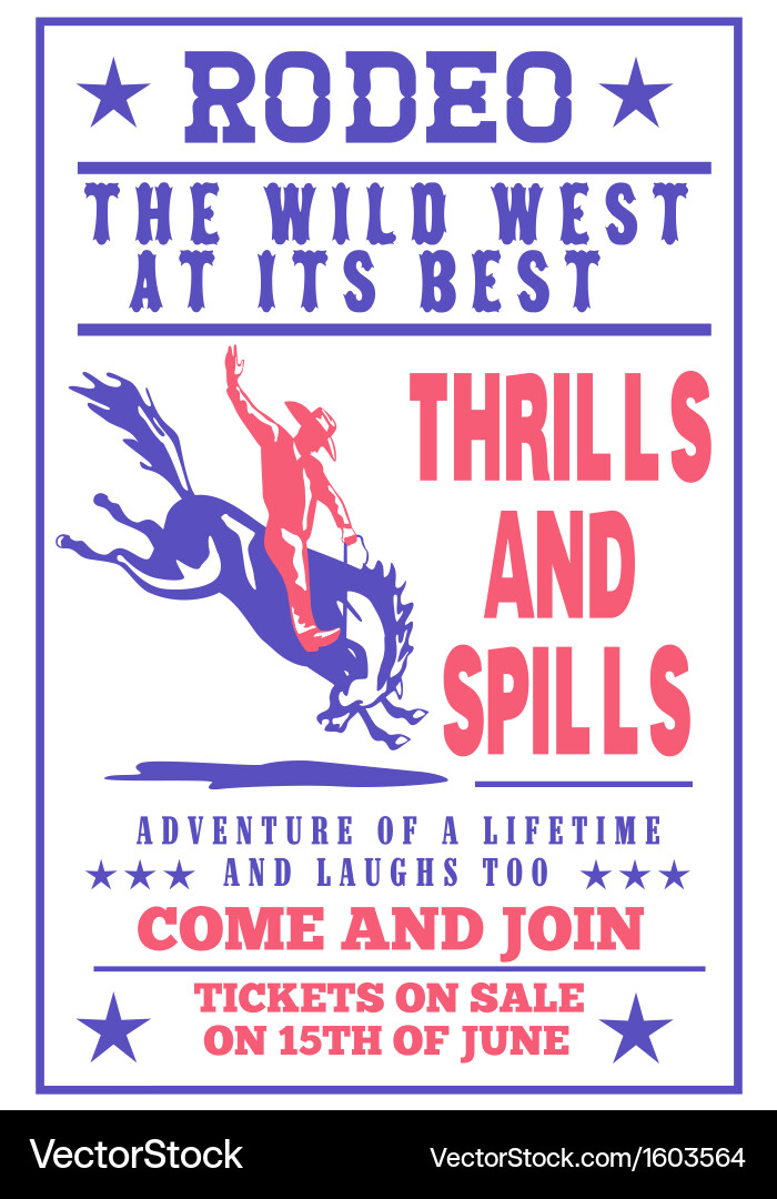 Rodeo Cowboy on Bucking Bronco Royalty Free Vector Image