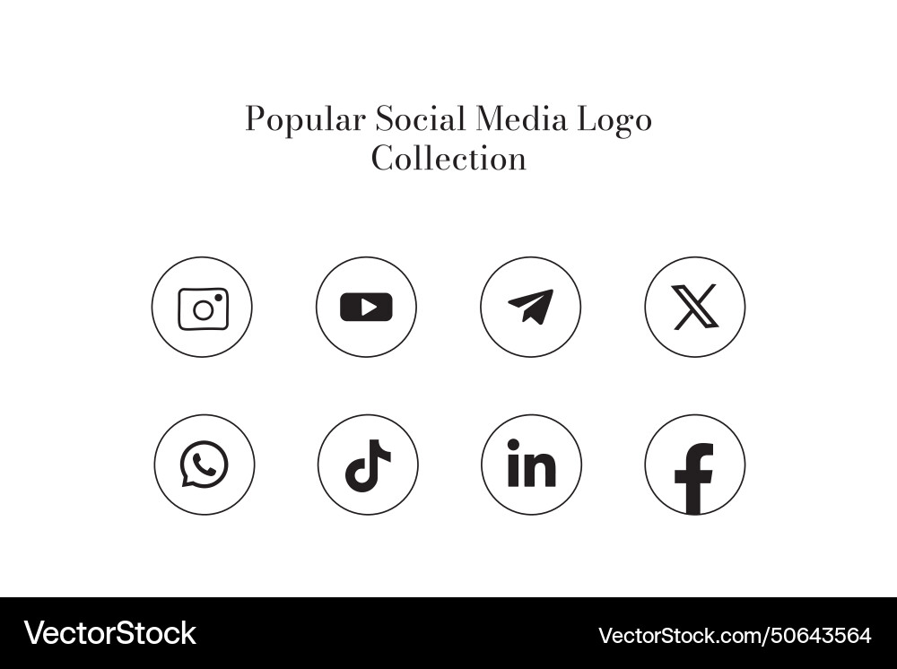 Social media icons collection Royalty Free Vector Image