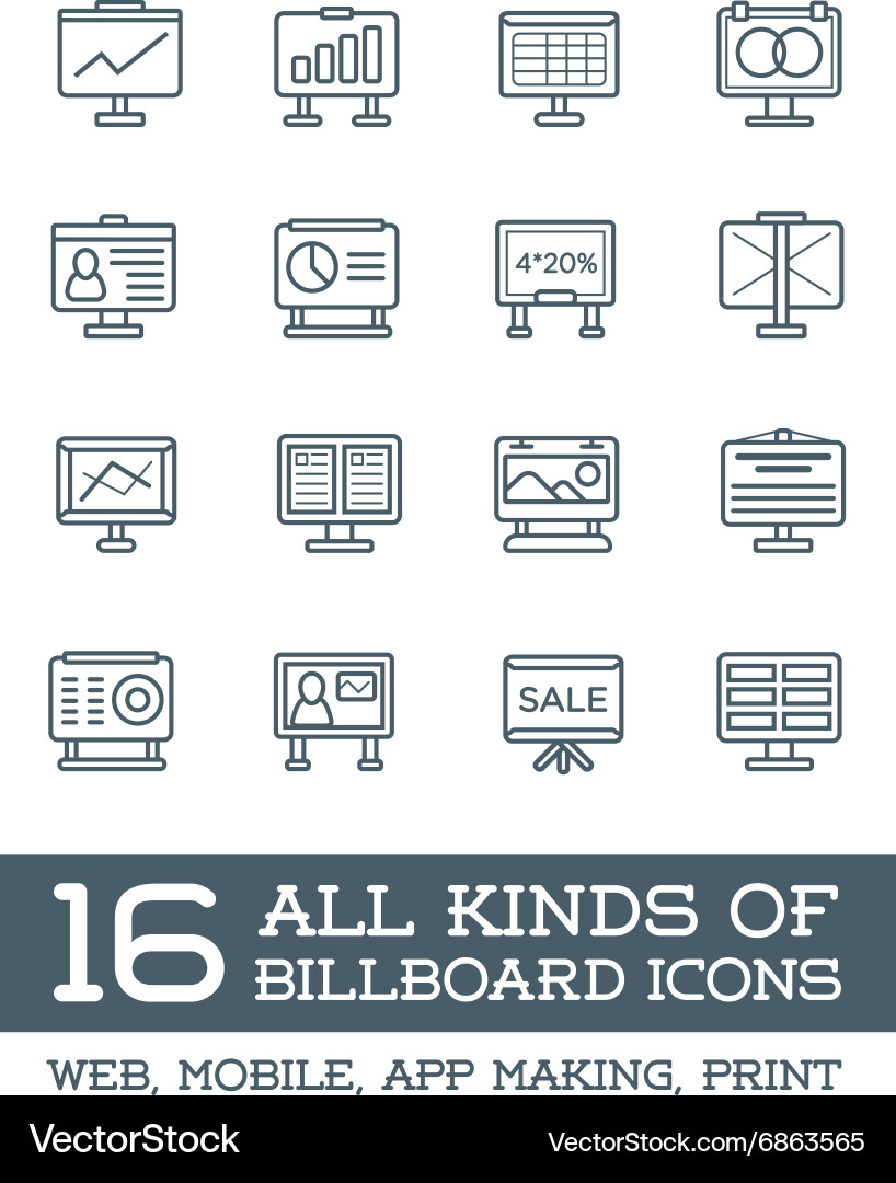 All kinds of billboard icons set Royalty Free Vector Image