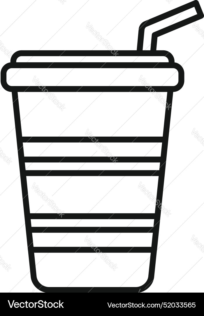 Disposable paper coffee cup with straw drawing Vector Image