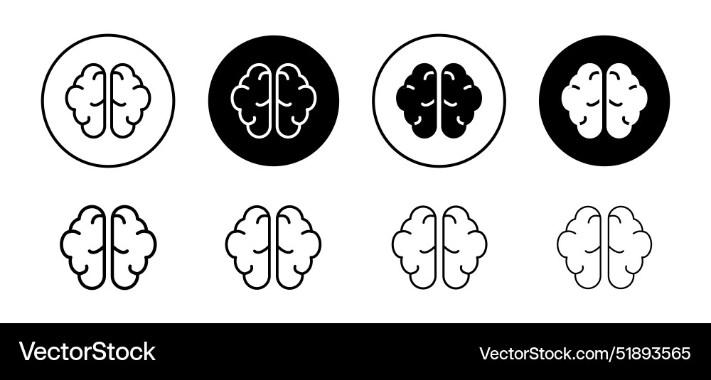 Human brain icon set collection Royalty Free Vector Image