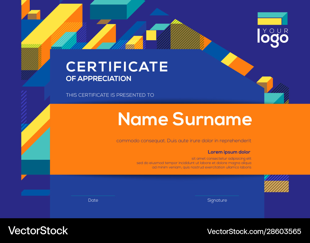 Modern certificate completion template Royalty Free Vector