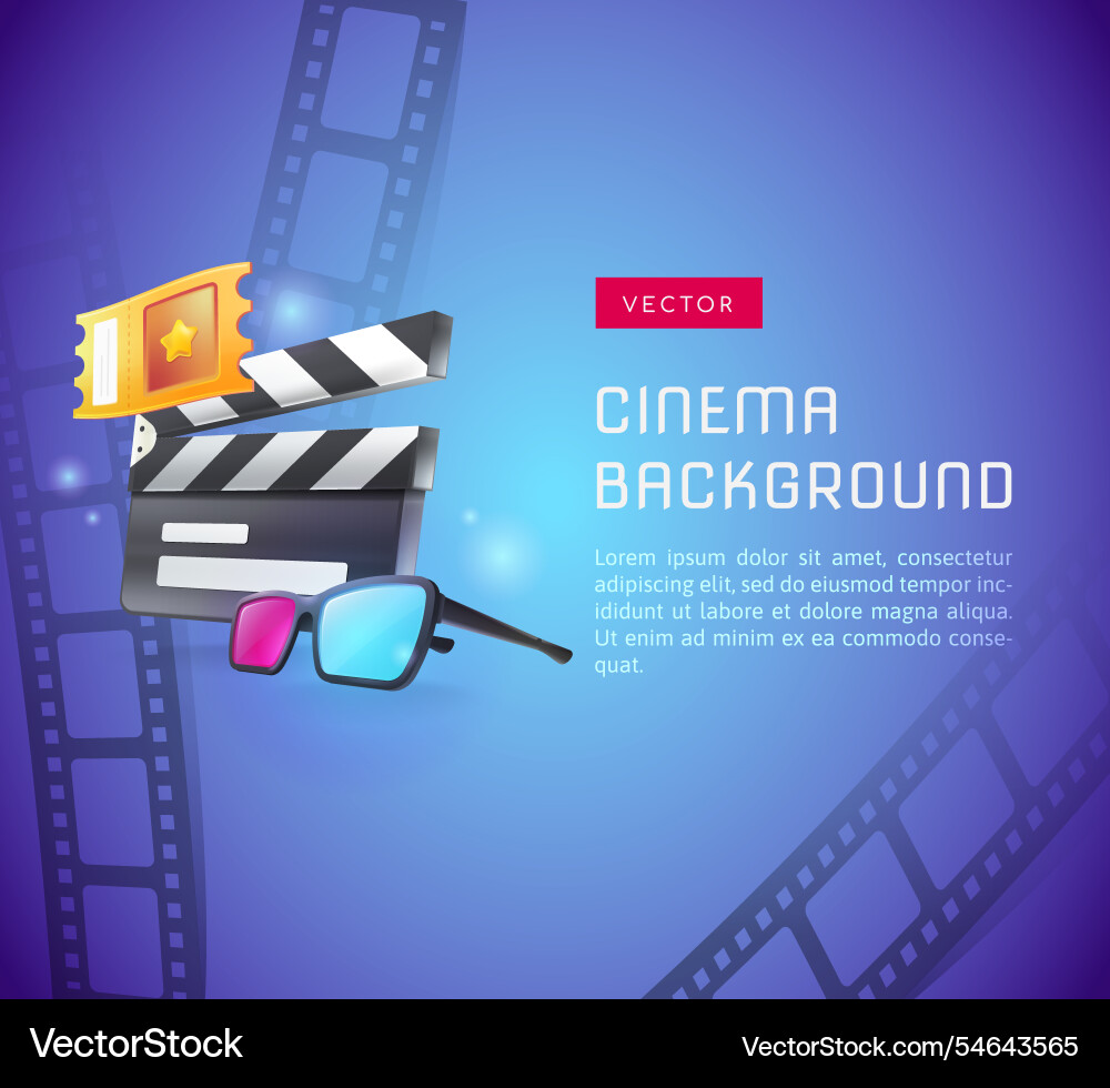 Realistic 3d cinema composition background Vector Image