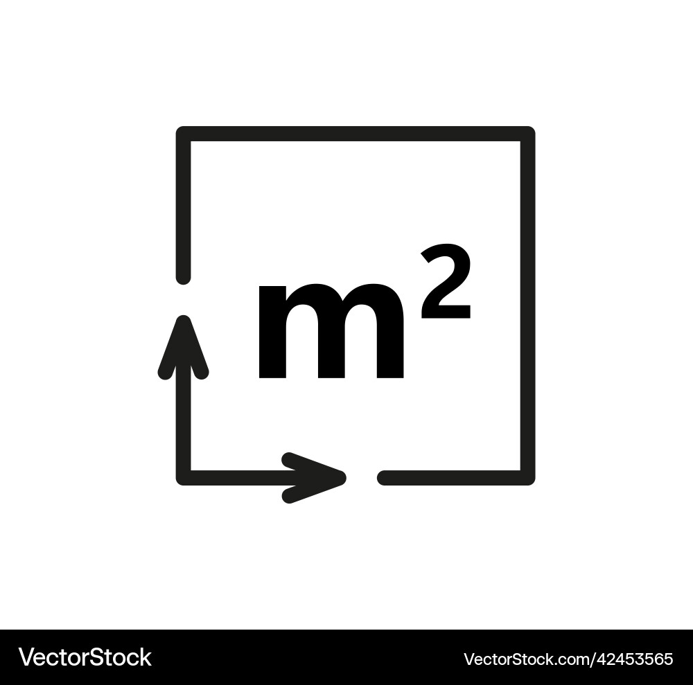 Square meter icon m2 sign flat area in Royalty Free Vector