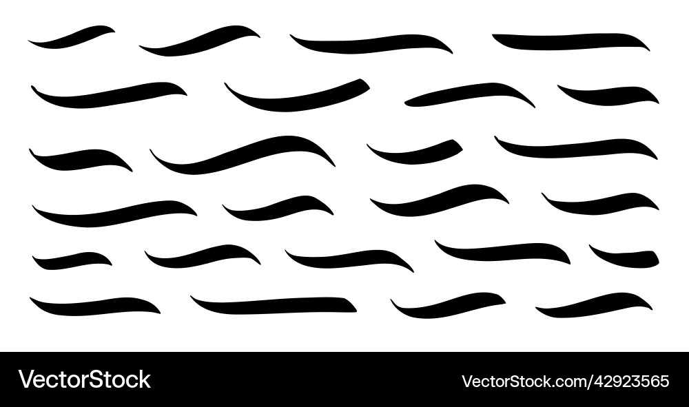 Swoosh swash underline stroke set hand drawn Vector Image