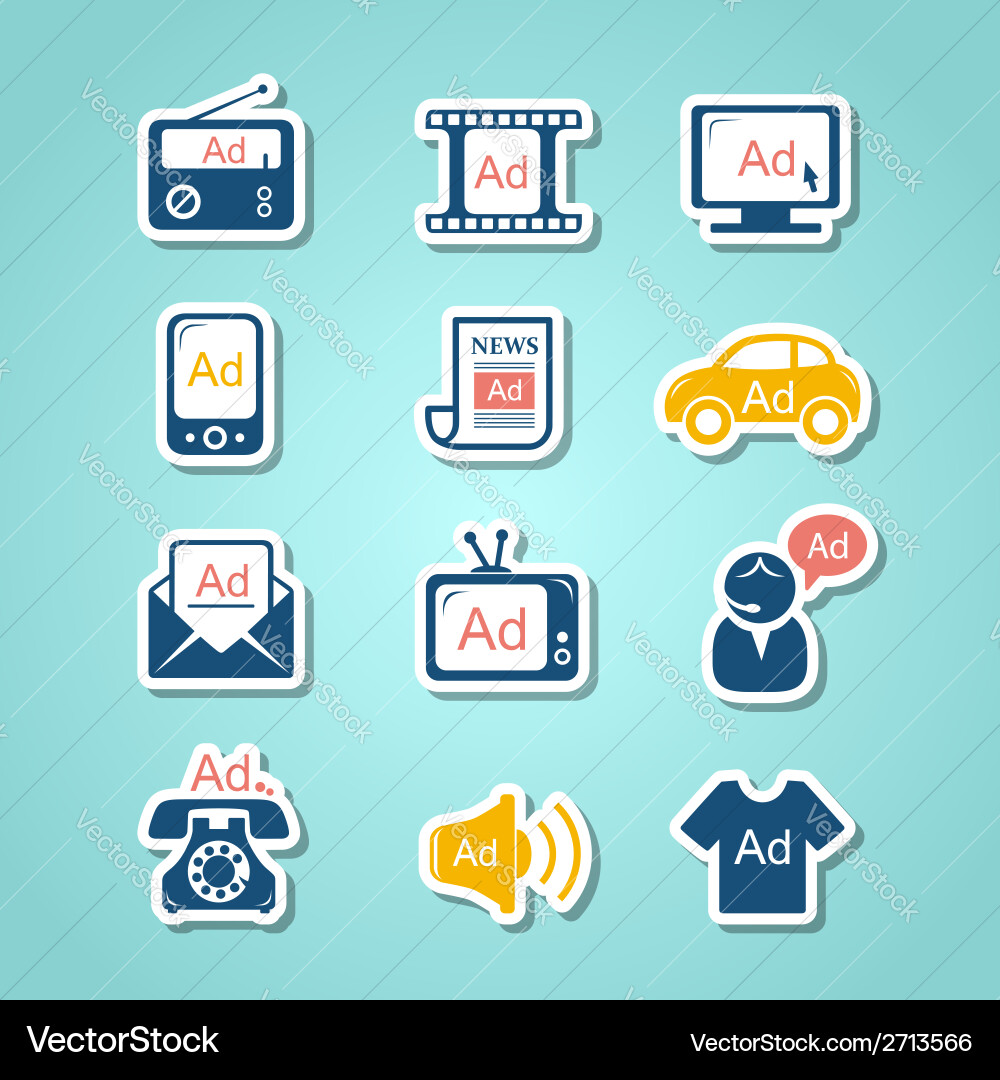 Advertisement paper cut icons Royalty Free Vector Image