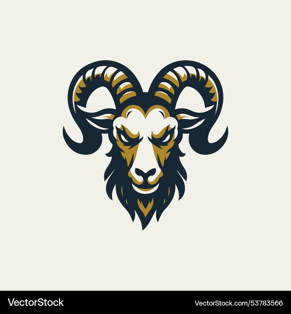 Angry goat head logo pov from the front Royalty Free Vector