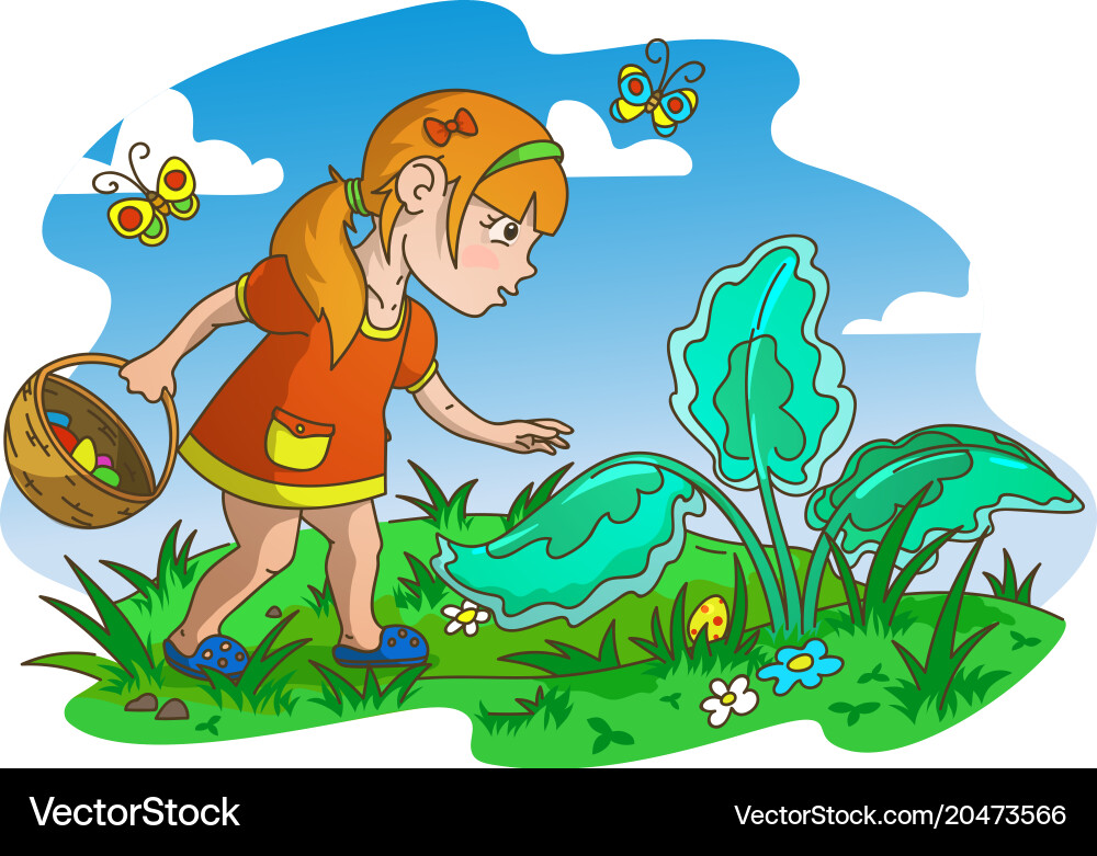 Easter egg hunter girl Royalty Free Vector Image