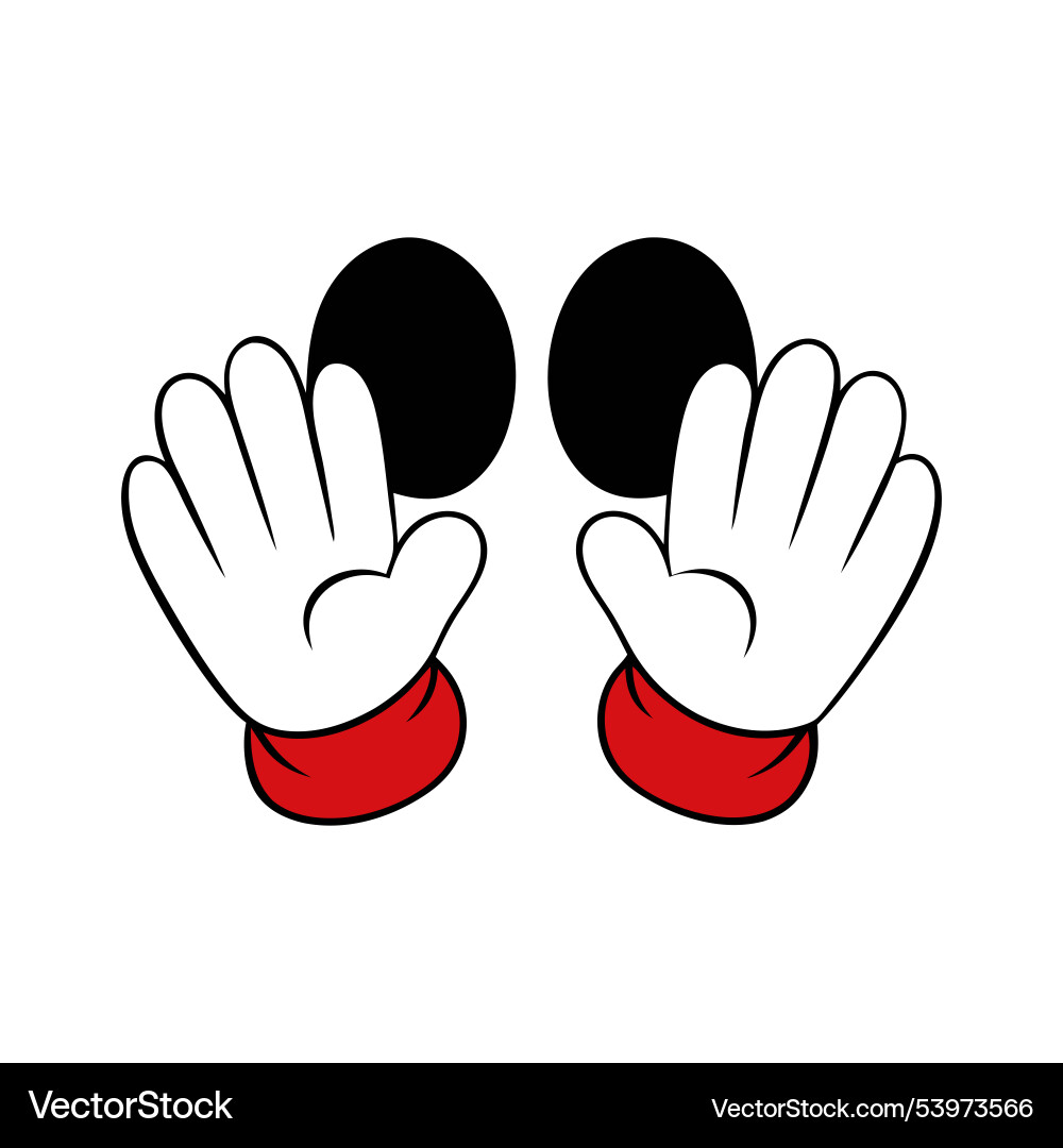Mickey mouse white gloves - classic cartoon Vector Image