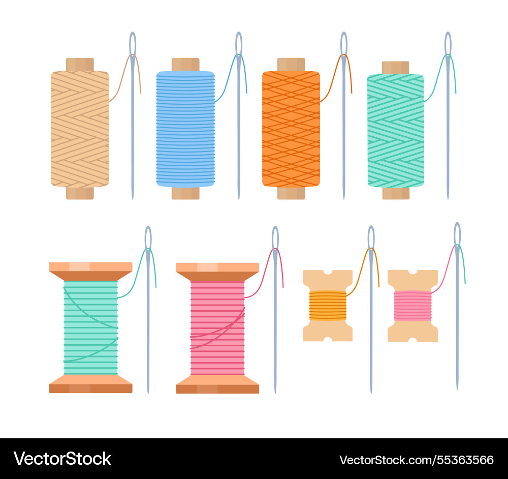Set different threads and needles hobby tailor Vector Image