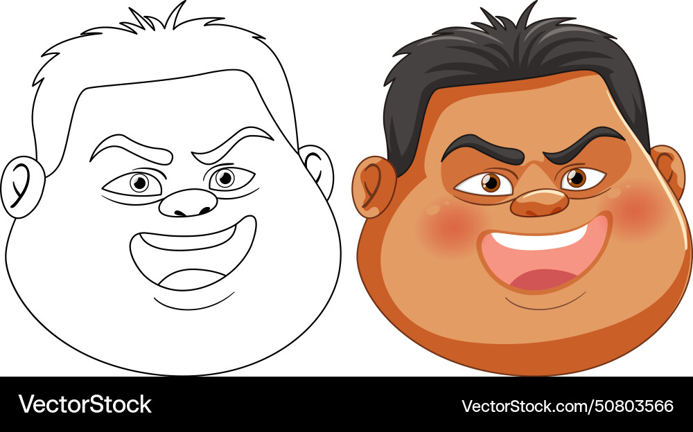 Two cartoon faces showing varied emotions Vector Image